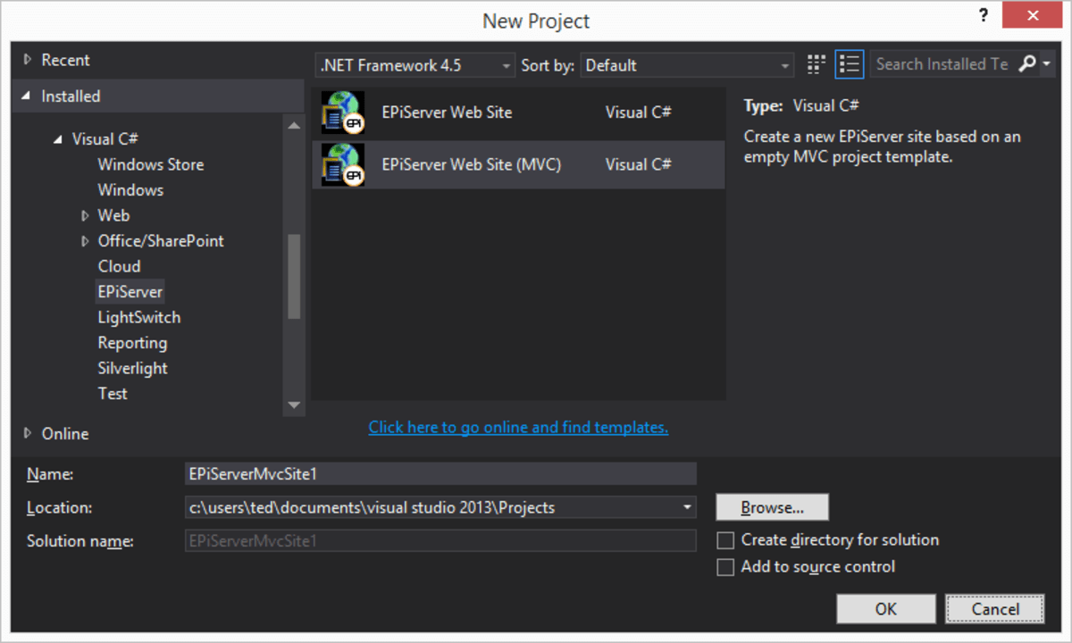 Installing EPiServer CMS 7.5 - ted&gustaf