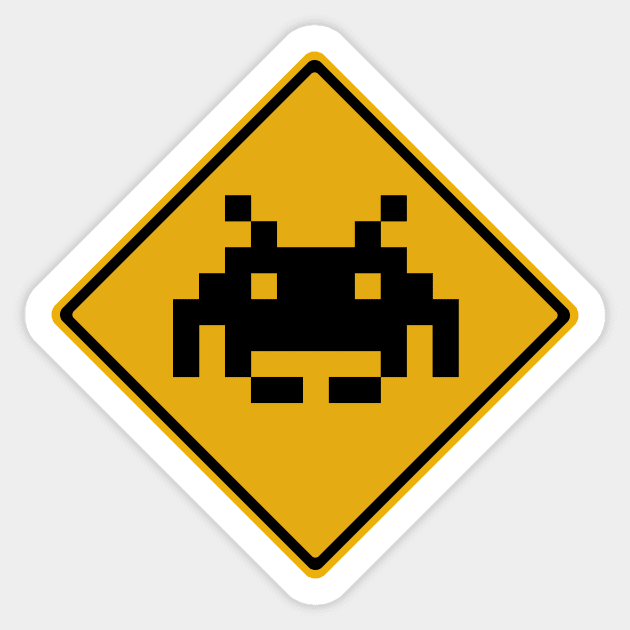 Invader 01 Silhouette Road Sign - Invaders - Sticker | TeePublic