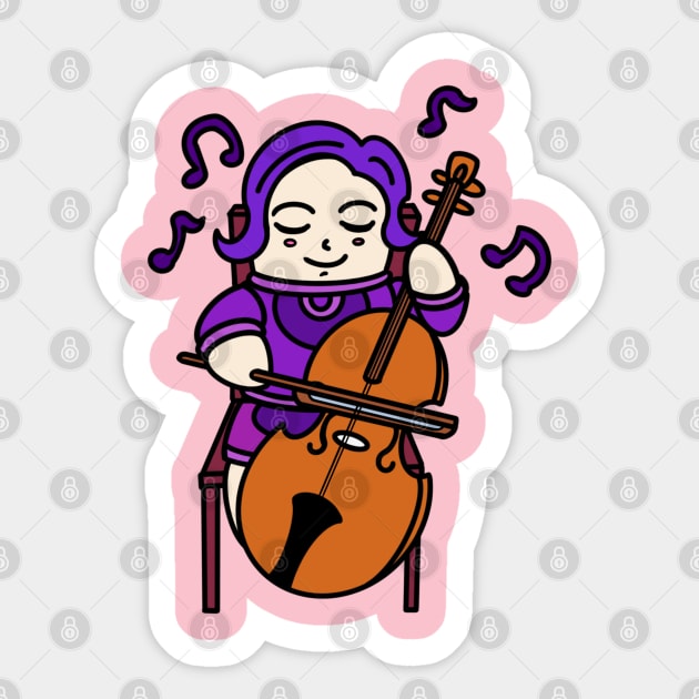 Cartoon girl playing cello for you - Cello Player - Sticker | TeePublic