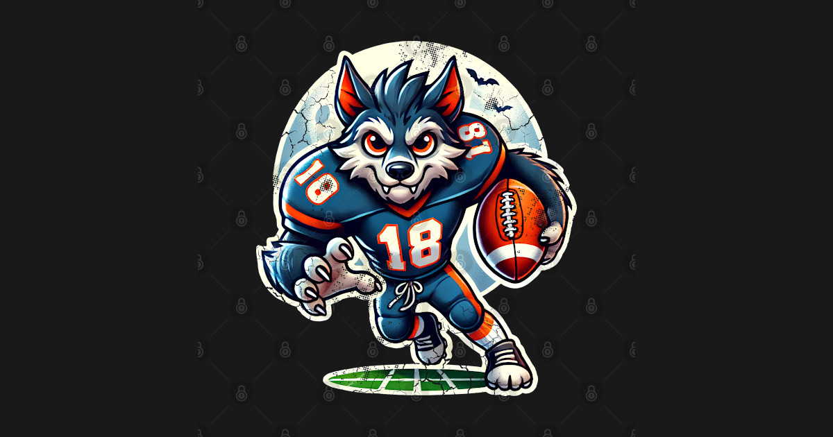 Werewolf Football Player Halloween Spooky - Football - T-Shirt | TeePublic