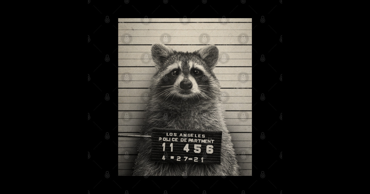 Mugshot Series 4 (Raccoon) - Raccoon - Sticker | TeePublic