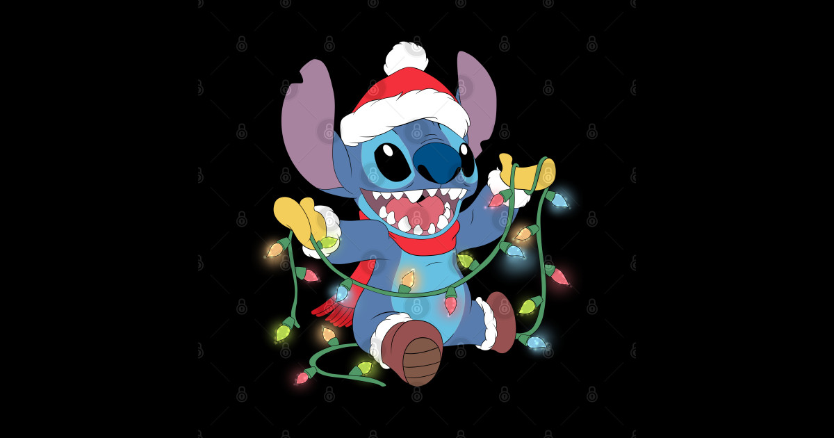 Stitch and Christmas light - Stitch - Sticker | TeePublic