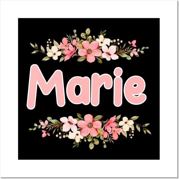 Flower Border Marie Name Label - Flower Border Marie Name Label ...