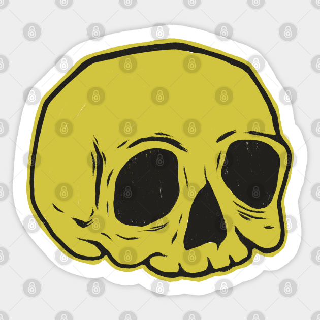 Classic Skull (YELLOW) - Skull Design - Sticker | TeePublic