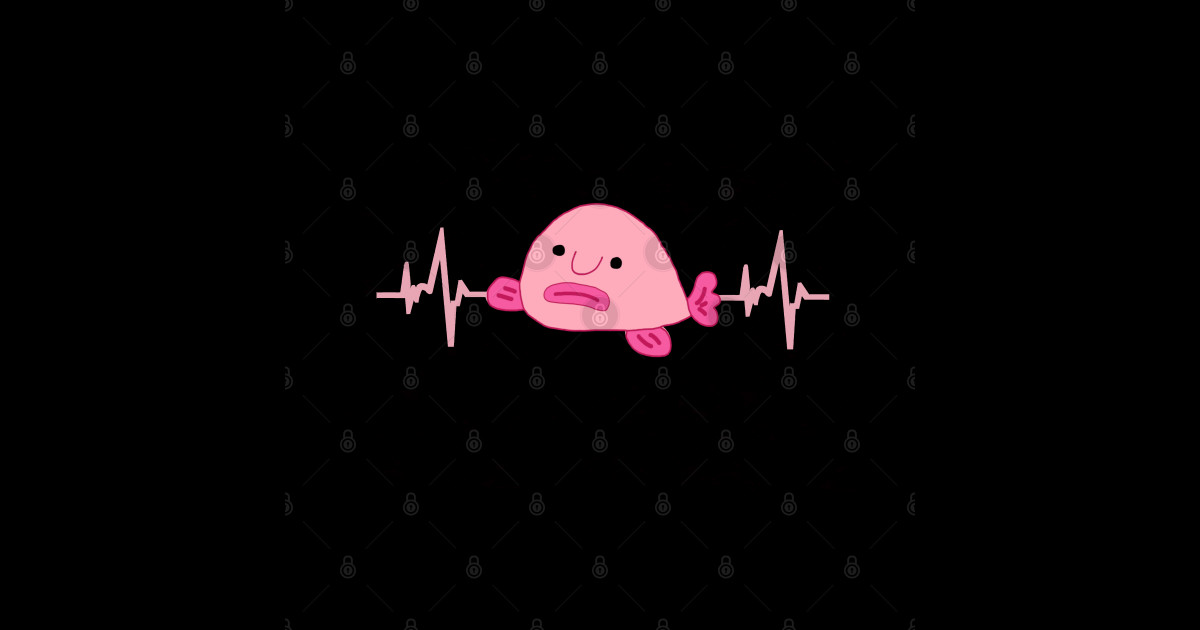 Blobfish heartbeat EKG ocean ugly blob - Blobfish - Sticker | TeePublic