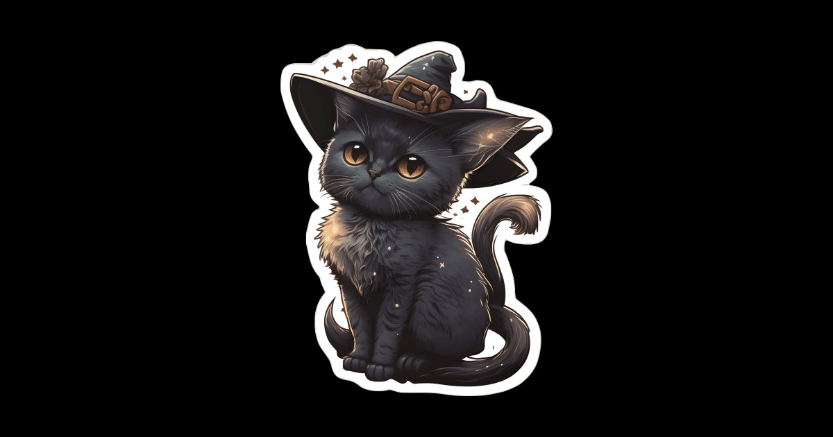 Cute little witchy cat - Little Witchy Cat - Sticker | TeePublic