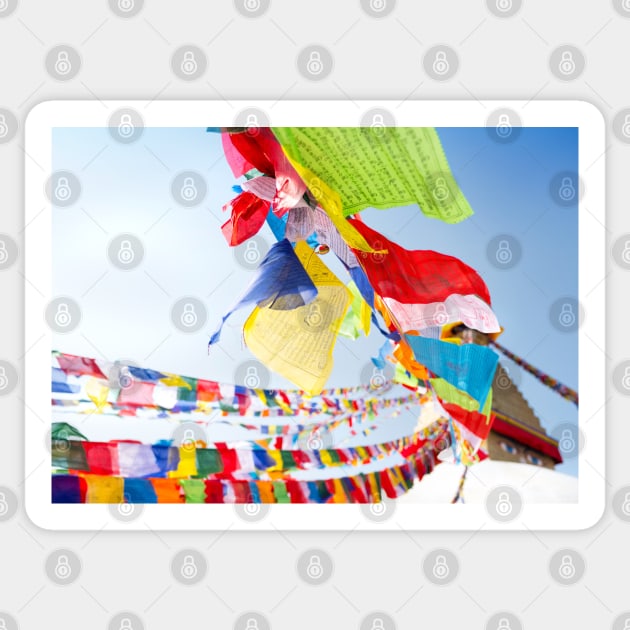 Prayer flags - Boudhanath Stupa - Sticker | TeePublic
