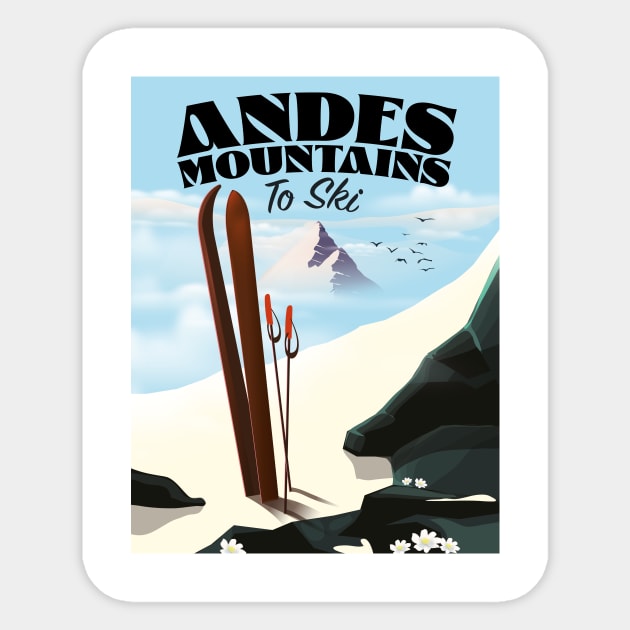 Andes Mountains Ski poster - Andes Mountains Ski - Sticker | TeePublic