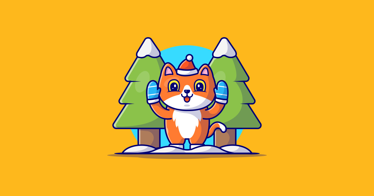 Cute Cat In Snow Winter Cartoon Vector Icon Illustration - Winter - T ...