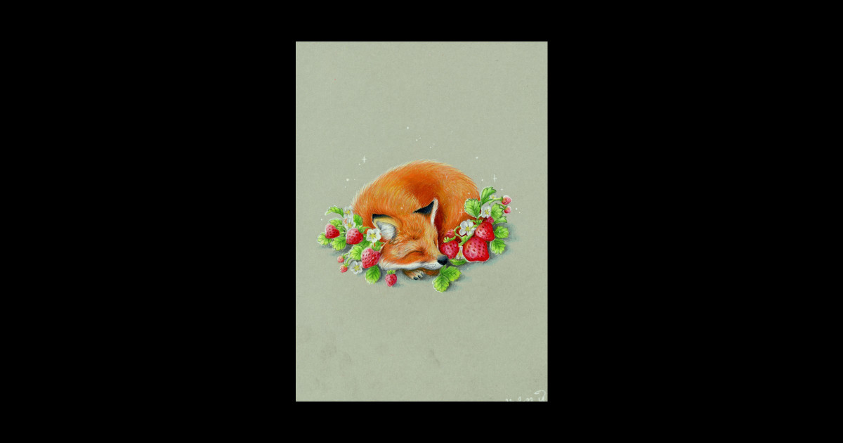 Foxy strawberries - Fox - Sticker | TeePublic