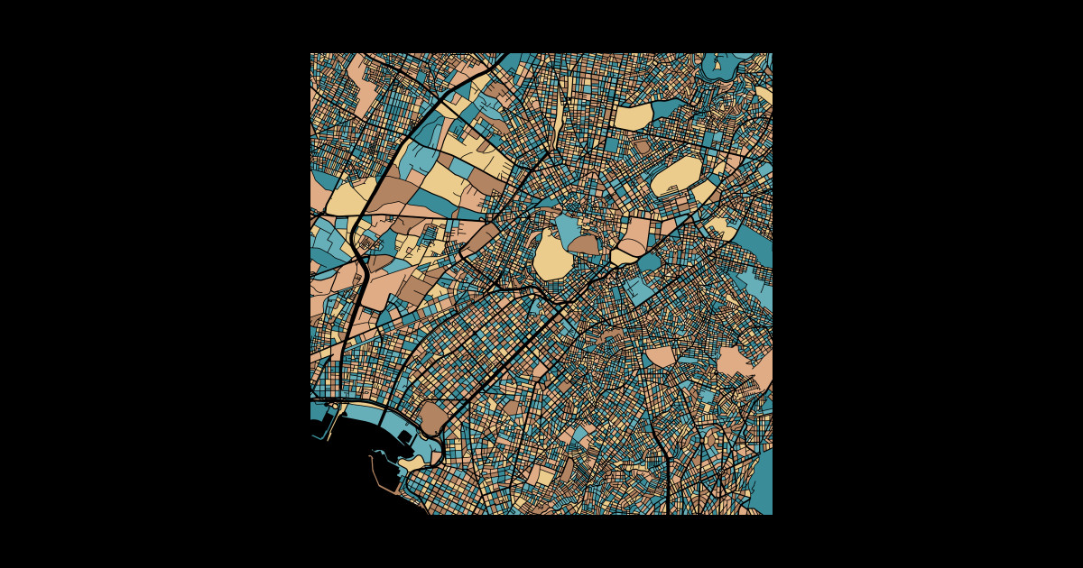 Athens Map Pattern in Mid Century Pastel - Athens Map - Sticker | TeePublic