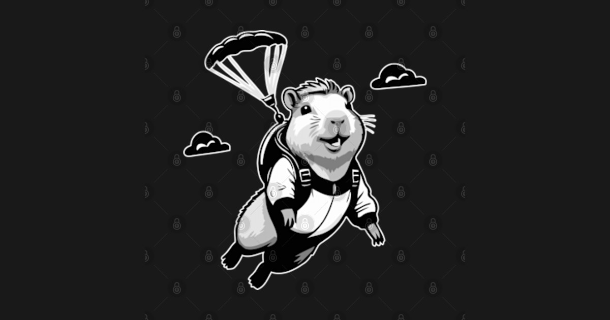 Funny Skydiving Capybara - Skydiving - T-Shirt | TeePublic