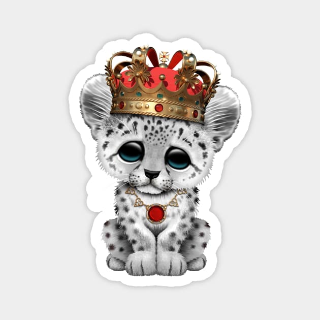 Cute Royal Snow Leopard Wearing Crown - Snow Leopard - Magnet | TeePublic