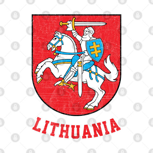Lithuania - Vintage Distressed Style Crest Design - Lithuania - T-Shirt ...