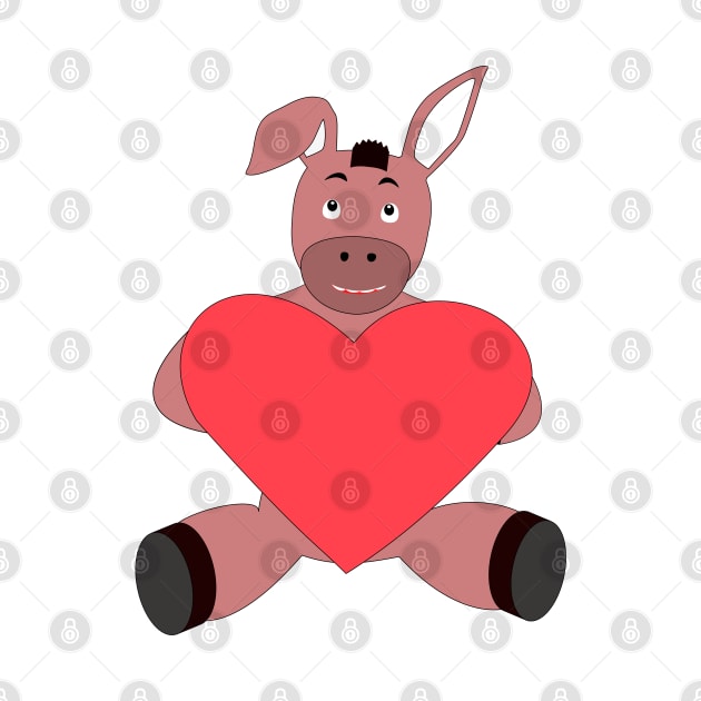 Cute donkey holding heart shape - Donkey Love - T-Shirt | TeePublic