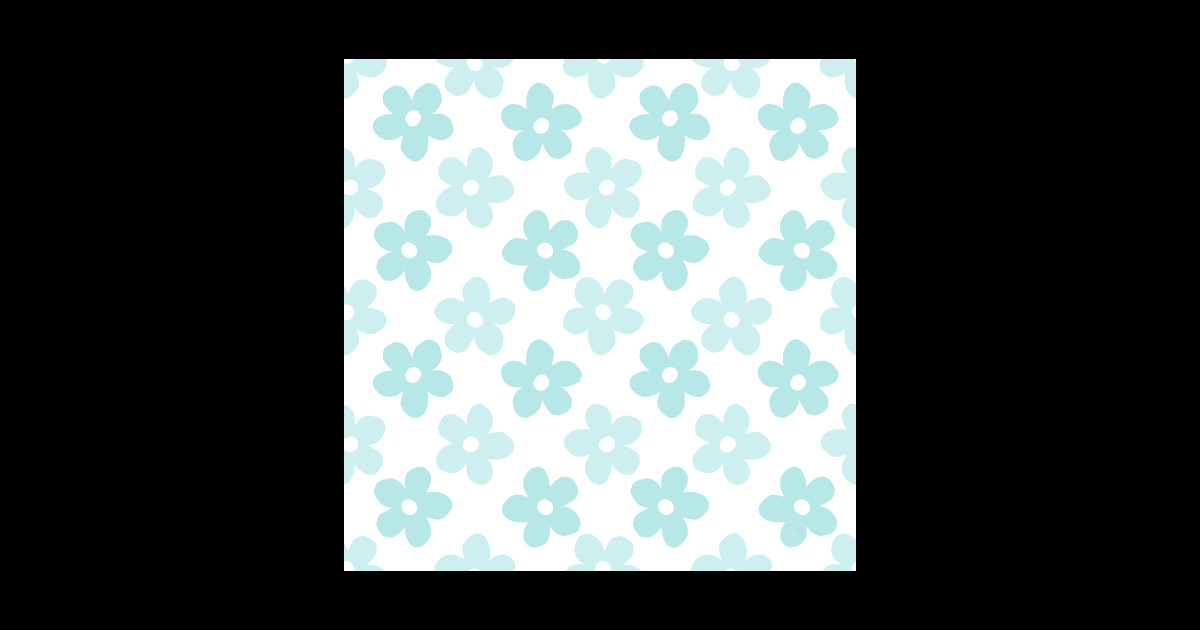 White Blue Daisy Flowers Retro Pattern - Blue Daisy - Sticker | TeePublic