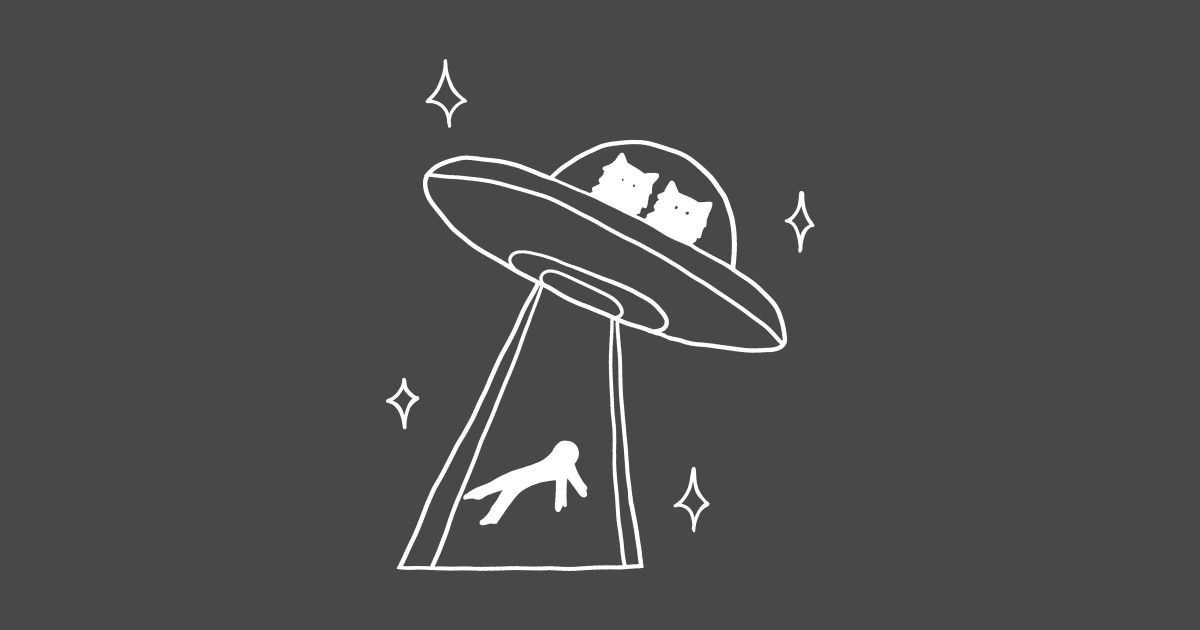 cat alien abduction line art - Cat Lover Gift - T-Shirt | TeePublic