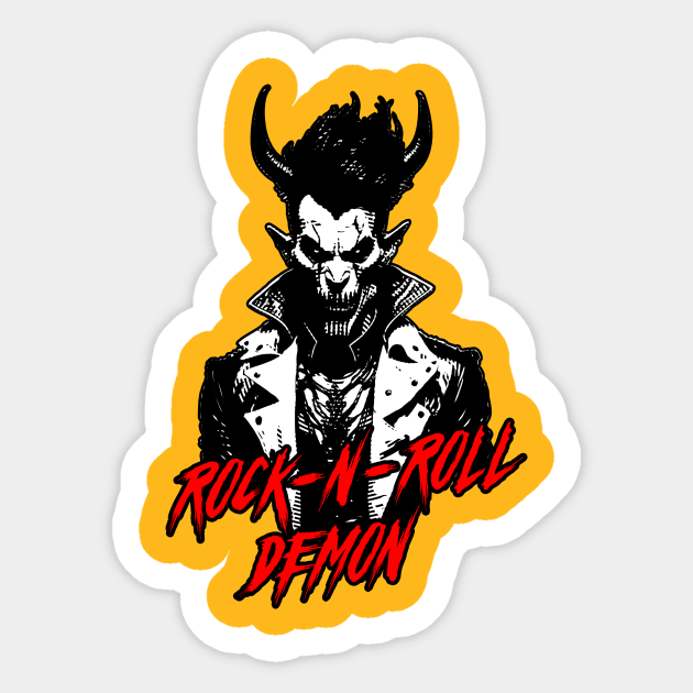 Rock-n-roll Demon - Rock - Sticker | TeePublic