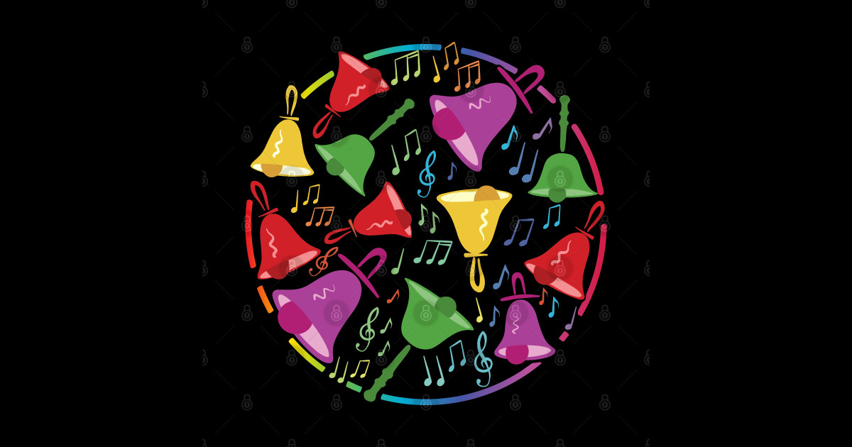 Handbell Melody of Colors: A Circle of Bells And Music Notes ...