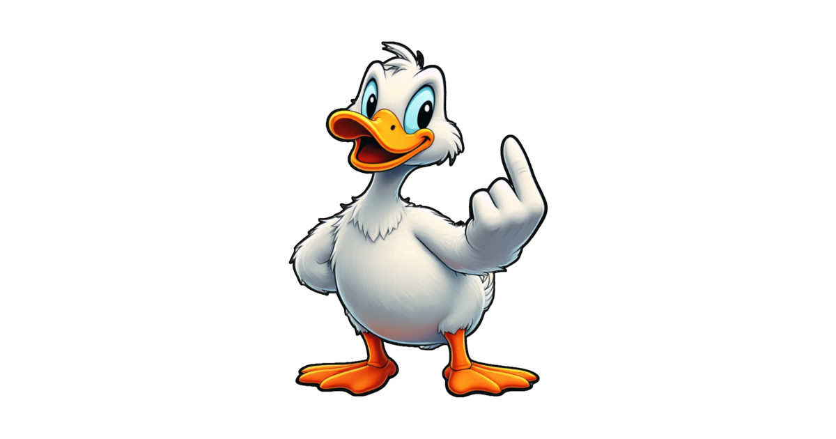 Funny cute middle finger cartoon duck - Middle Finger Duck - T-Shirt ...