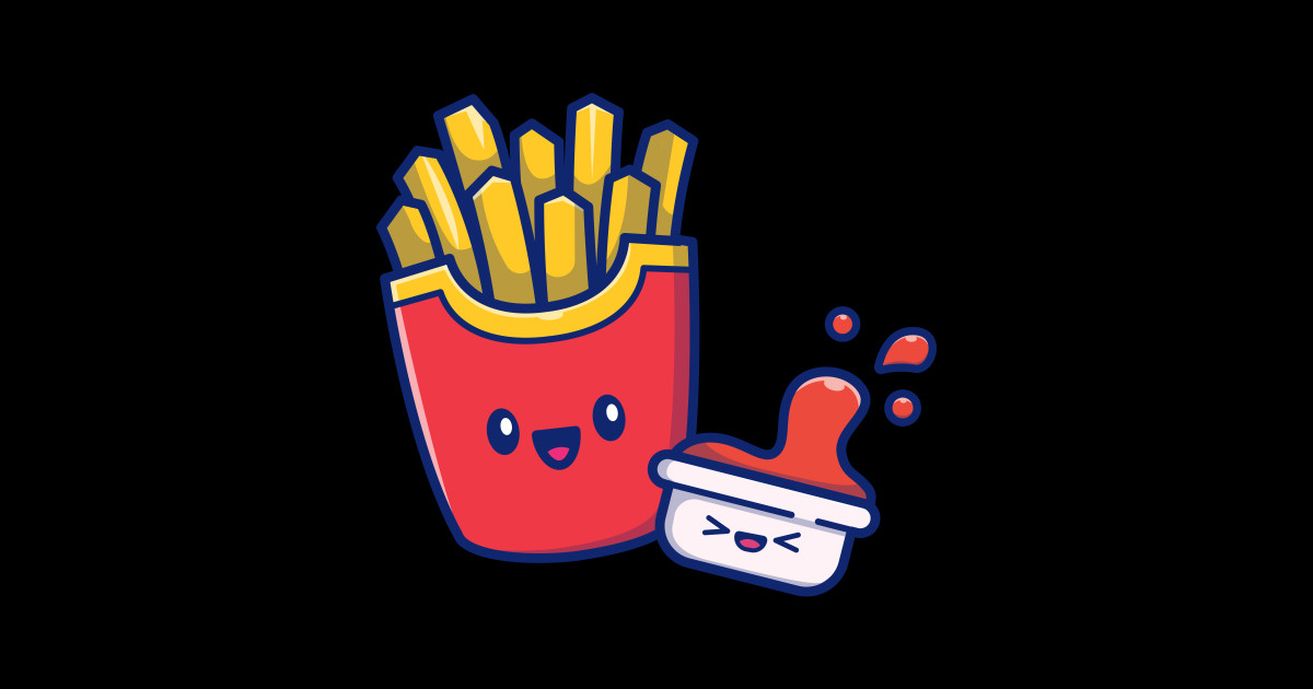 Cute French Fries With Sauce - French Fries - Sticker | TeePublic