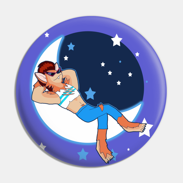 Cool/Chill Werewolf - Crescent Moon - Werewolf - Pin | TeePublic