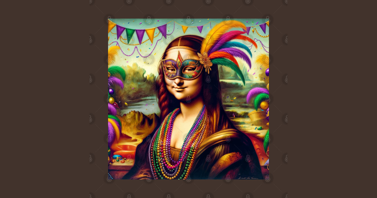Mona Lisa Mardi Gras Celebration - Mardi Gras - T-Shirt | TeePublic