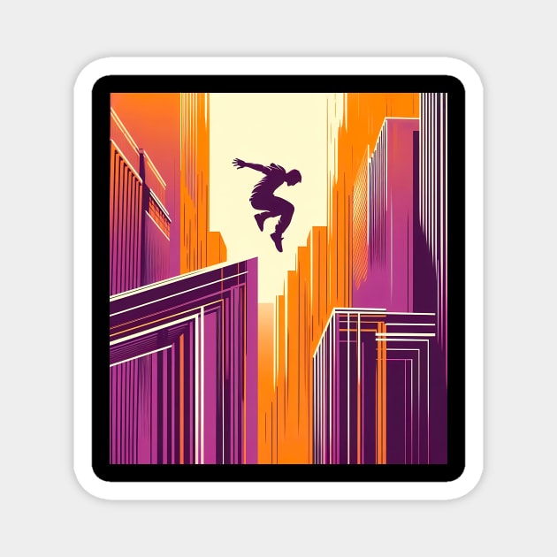Jumping between buildings - Parkour - Magnet | TeePublic