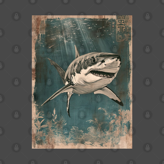 Vintage Japanese Shark 01 - Shark - T-Shirt | TeePublic