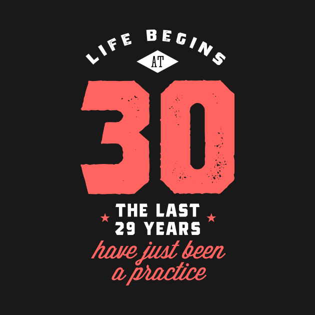 Life Begins At 30 Years 30th Birthday Gift T-Shirt - Life Begins At 30 ...