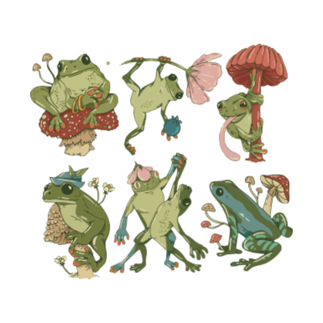 Cottagecore Goblincore Aesthetic Frog Toad Mushroom Vintage