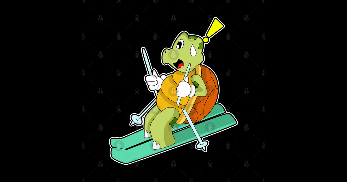 Turtle as Skier with Ski - Ski - Sticker | TeePublic