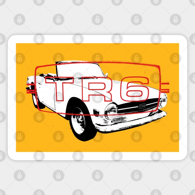 Triumph TR6 1970s classic sports car monoblock black/white with logo ...