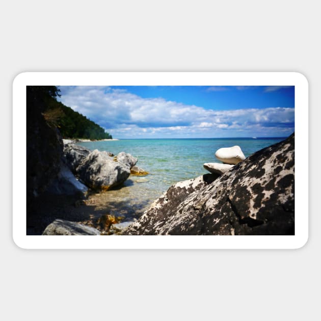 Rocks Stacked at Lake Michigan - Lake - Sticker | TeePublic