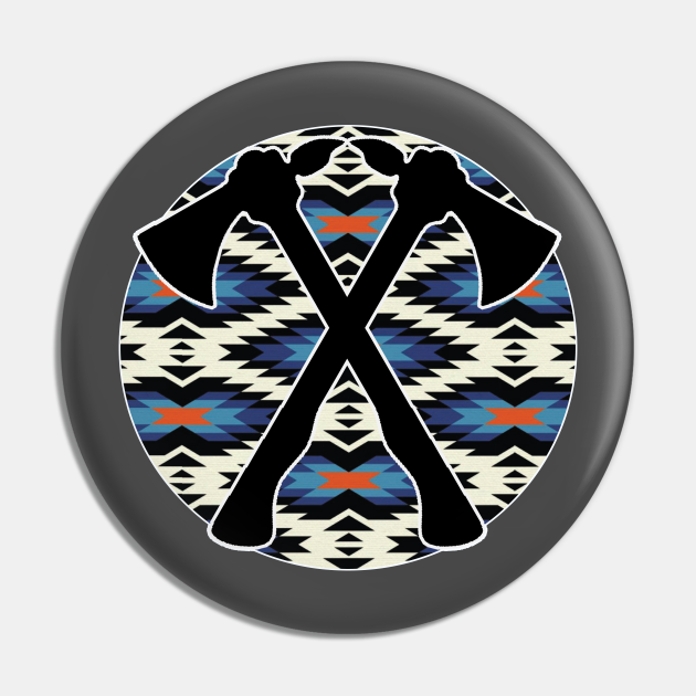 Tomahawk Pattern - 6 - Crossed Tomahawks - Pin | TeePublic