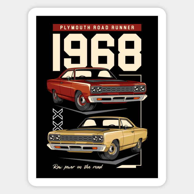 1968 Road Runner Car - 1968 Road Runner Car - Sticker | TeePublic
