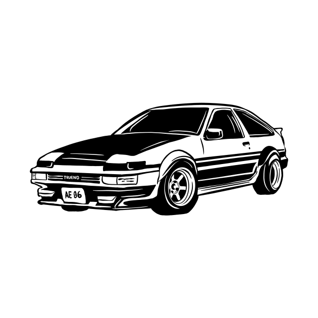 AE86 Trueno Line Art retro JDM car 90s - Ae86 Trueno - T-Shirt | TeePublic