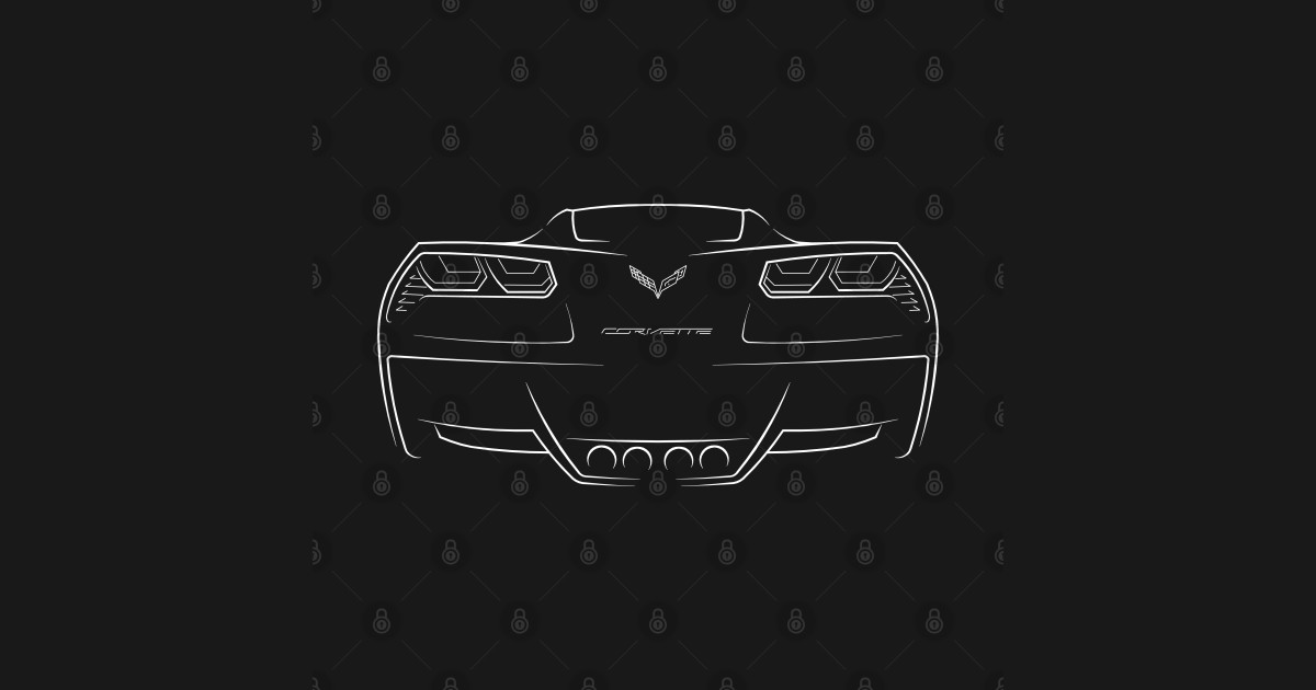 C7 Chevrolet Corvette - rear stencil, white - Hot Rod - Posters and Art ...