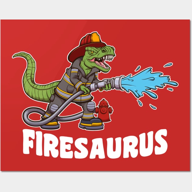 Firesaurus Dinosaur Firefighter Cartoon - Firesaurus - Posters and Art ...