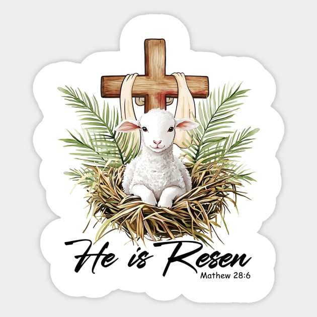 He Is Risen Lamb Cross Jesus Religious - He Is Risen Lamb - Sticker ...