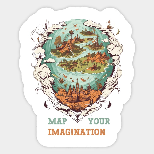 Map Your Imagination Fantasy Vintage Map - Fantasy Map - Sticker ...