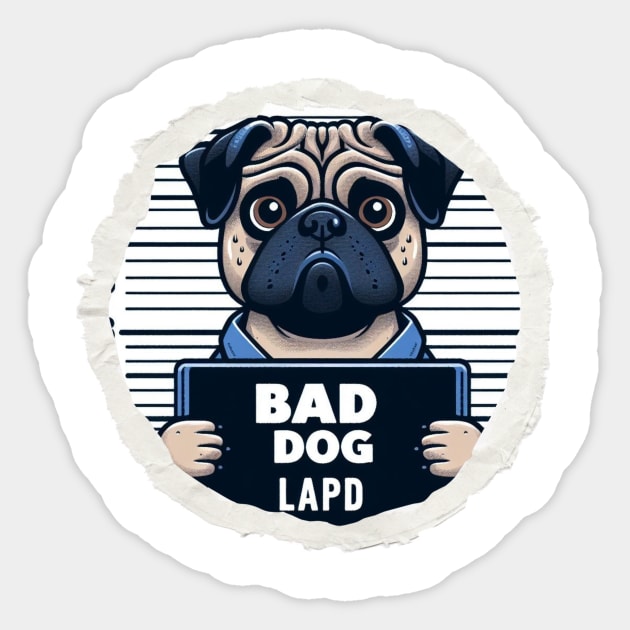 LAPD Jail Photo of Bad Dog - Puppy - Sticker | TeePublic