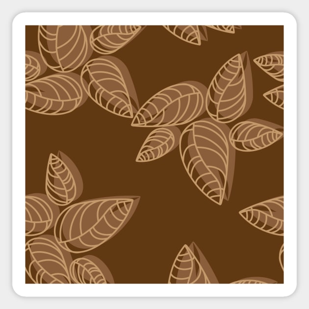 Brown Leaves - Brown - Sticker | TeePublic