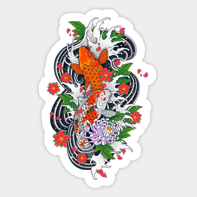 Koi Fish Pond - Yakuza - Sticker | TeePublic