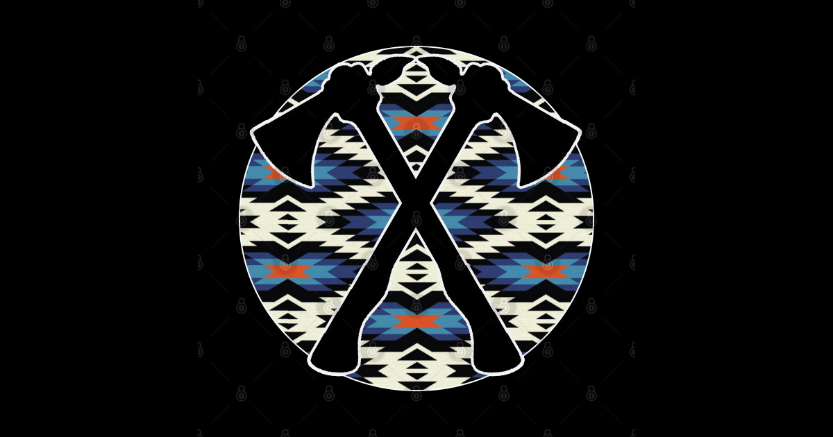 Tomahawk Pattern - 6 - Crossed Tomahawks - Pin | TeePublic