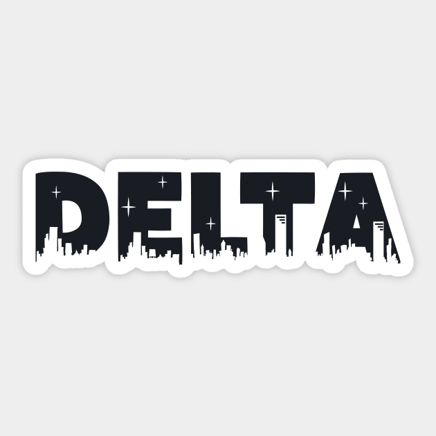 Delta Cityscape Letters - Panhel - Sticker | TeePublic