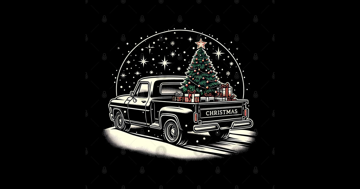 Retro Holiday Truck Christmas Tree - Holiday Truck Christmas Night ...