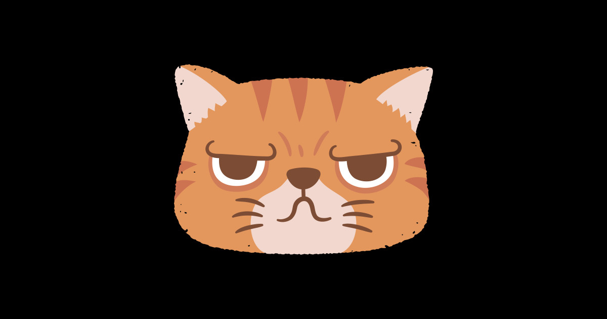Funny Orange Tabby Cat With Grumpy Face - Grumpy Face - Sticker | TeePublic