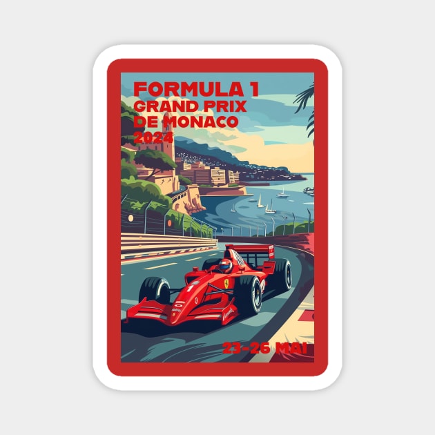 2024 Monaco Grand Prix Racing Travel Poster - Monaco - Magnet | TeePublic
