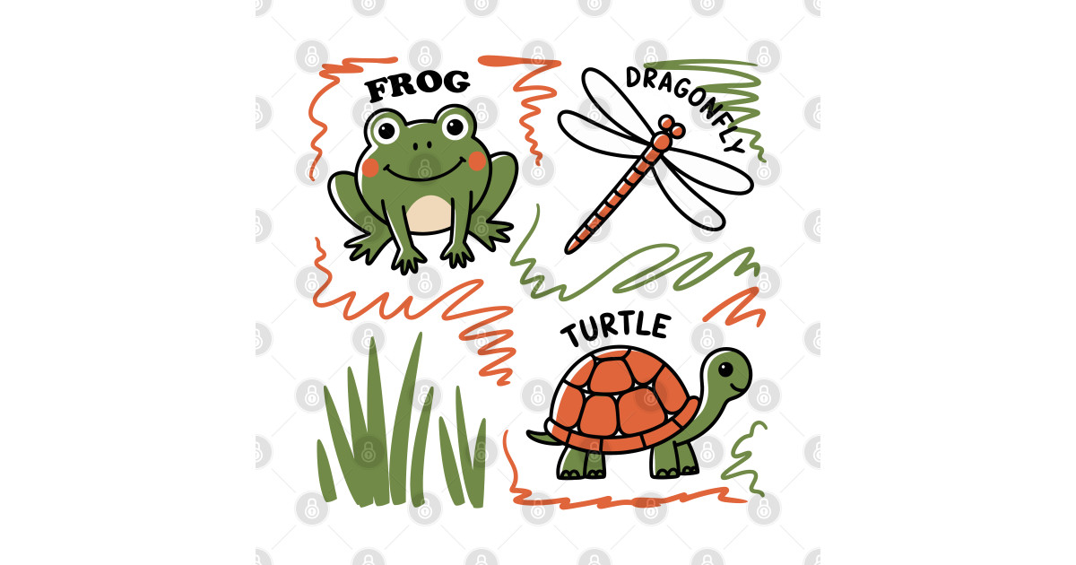 Frog-Dragonfly-Turtle - Frog Dragonfly Turtle - T-Shirt | TeePublic